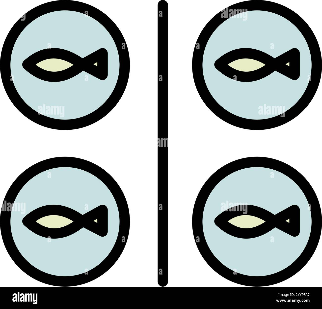 Fishing farm ponds concept vector line icon. Farmer testing pool with ...