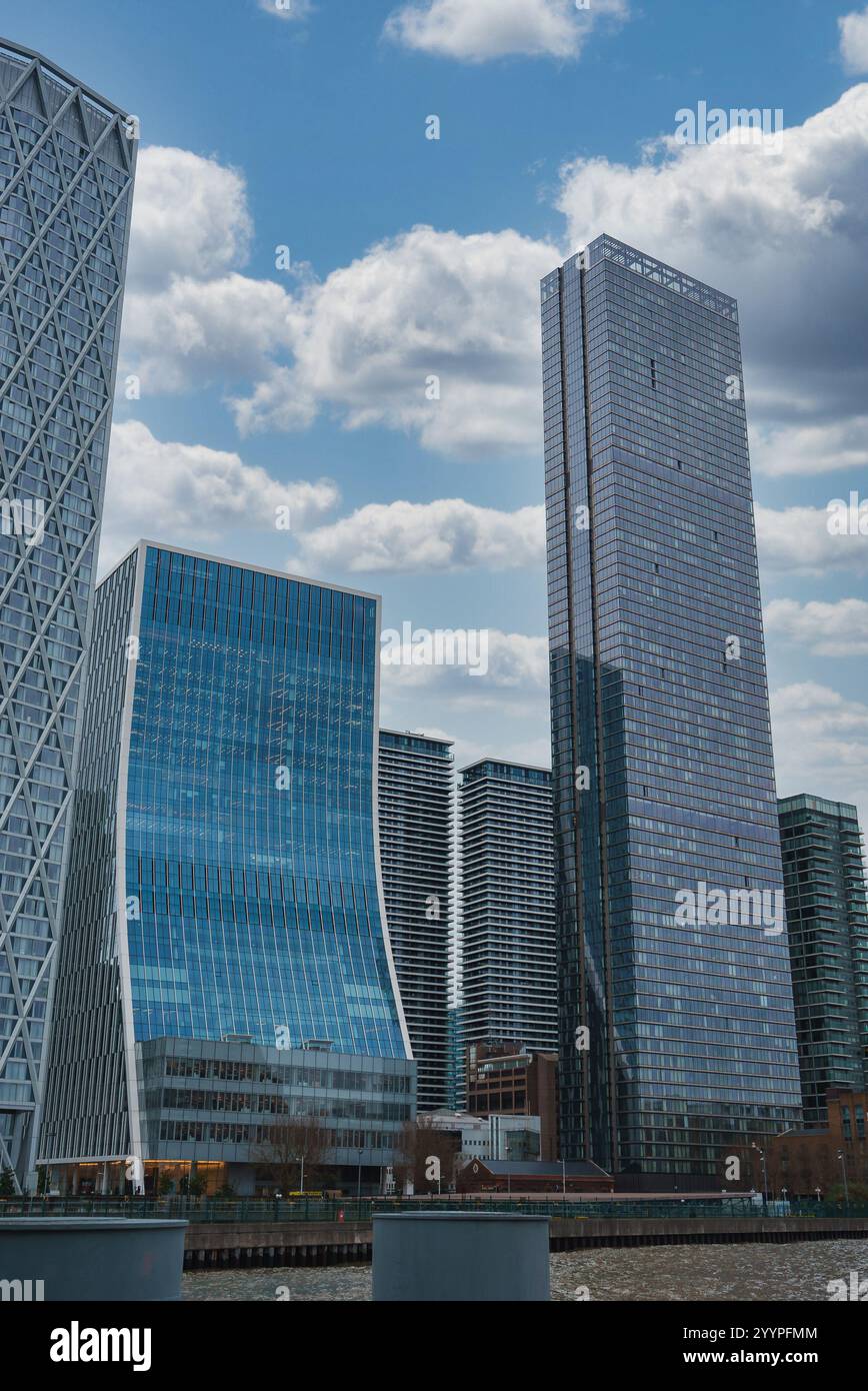 Modern London Cityscape with High Rise Skyscrapers and Riverfront Stock ...