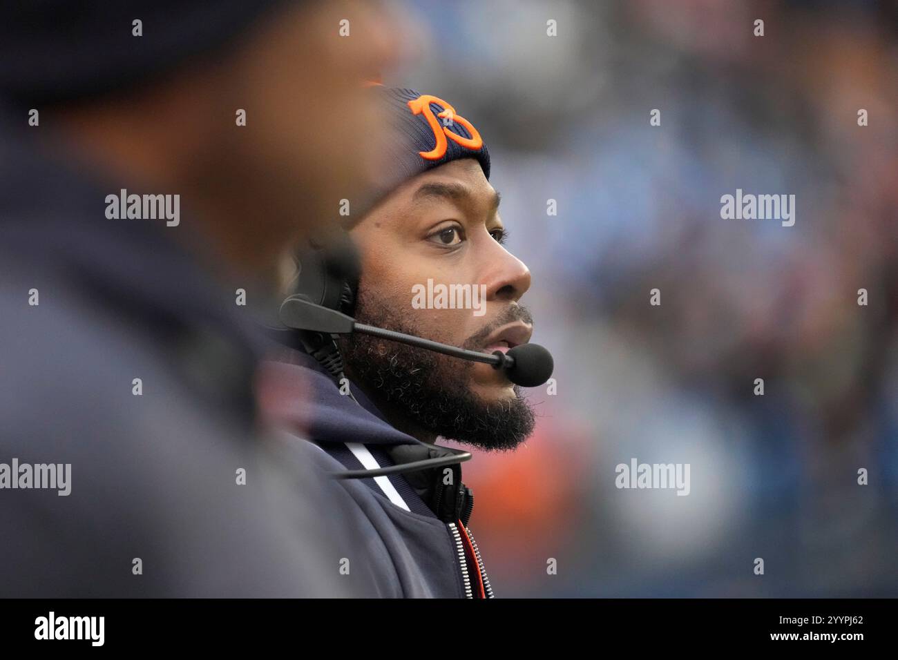 Chicago Bears interim head coach Thomas Brown looks out over the field ...