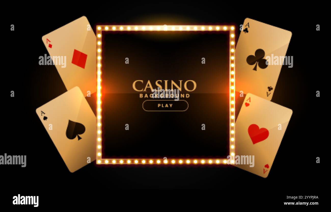 casino background with cards and golden frame Stock Vector Image & Art ...