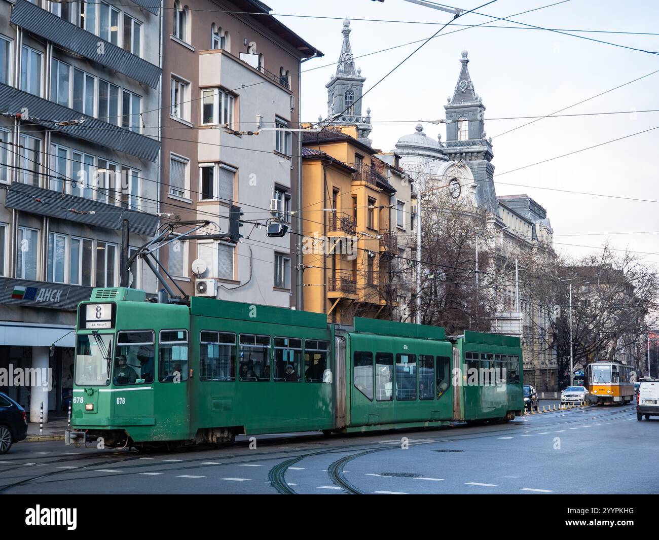 Sofia, Bulgaria; December 9th 2024: Old green tram in the city of Sofia, Bulgaria Stock Photo ...