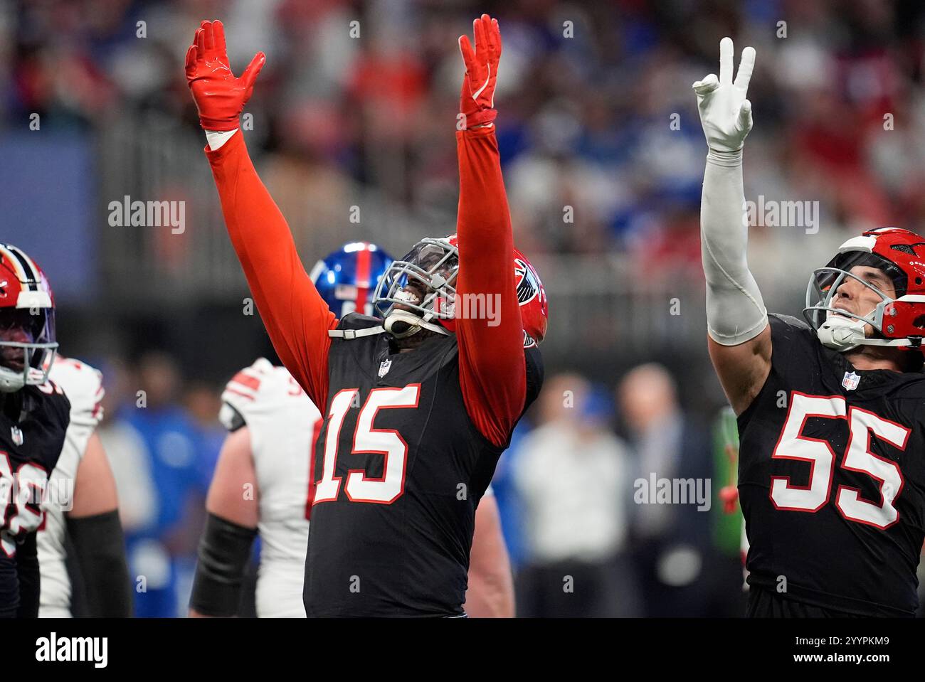 Atlanta Falcons' Matthew Judon celebrates sacking New York Giants ...