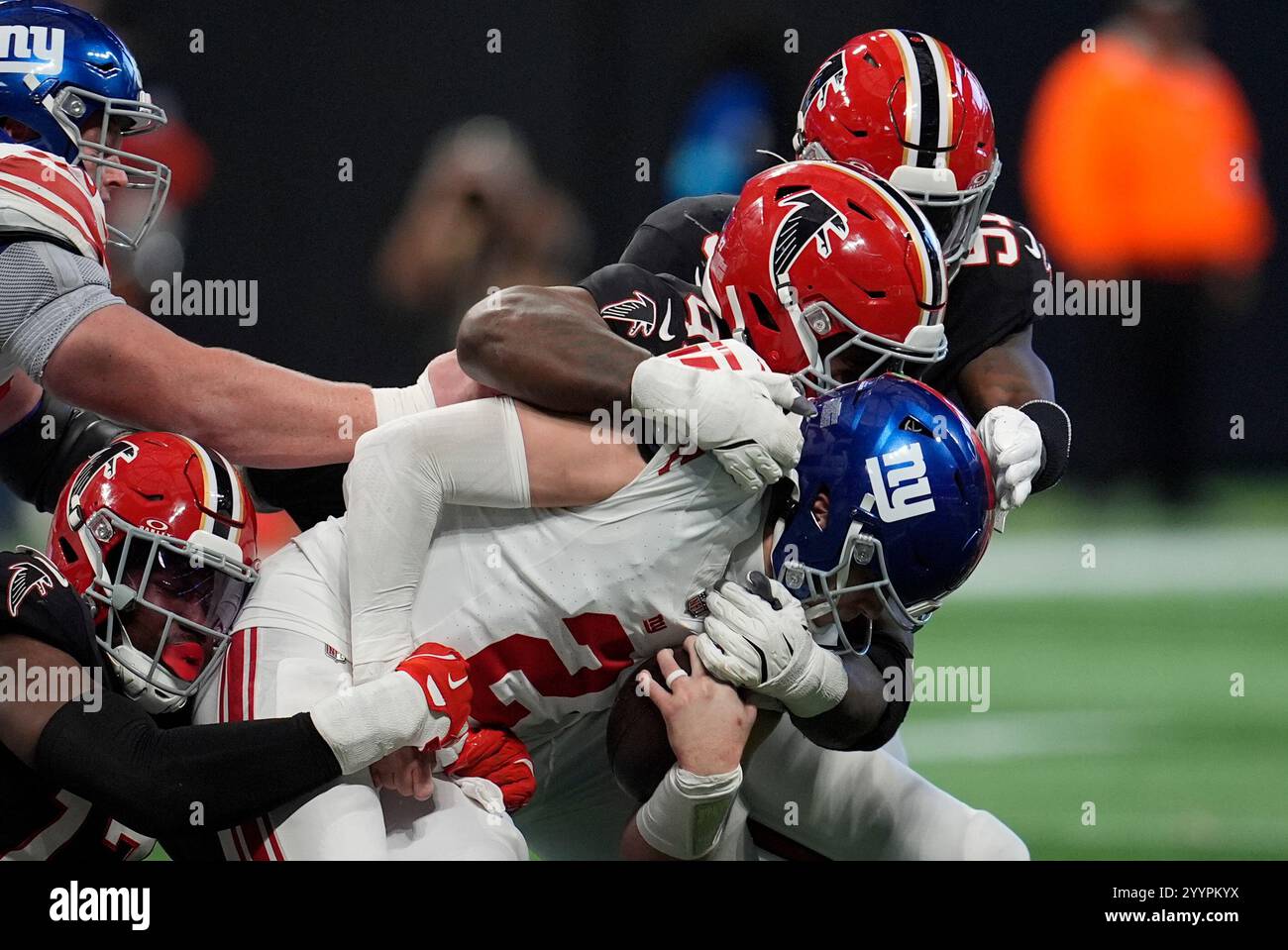 Atlanta Falcons defensive end Grady Jarrett (97) tackles New York ...
