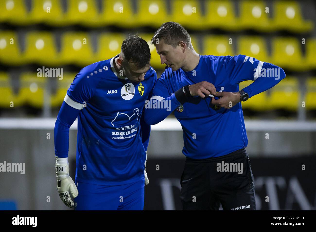 Lier, Belgium. 22nd Dec, 2024. Lierse's goalkeeper Kjell Peersman and ...