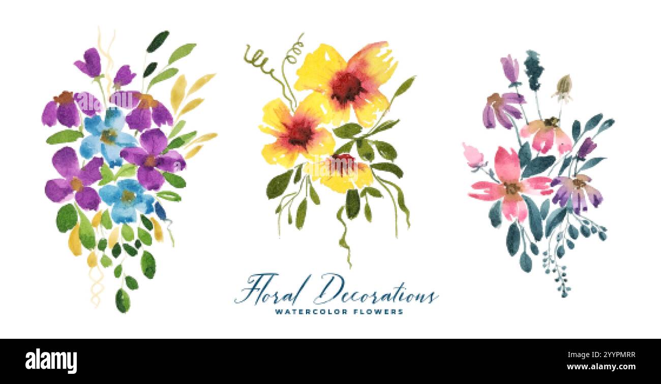 watercolor flowers set for wedding card Stock Vector Image & Art - Alamy