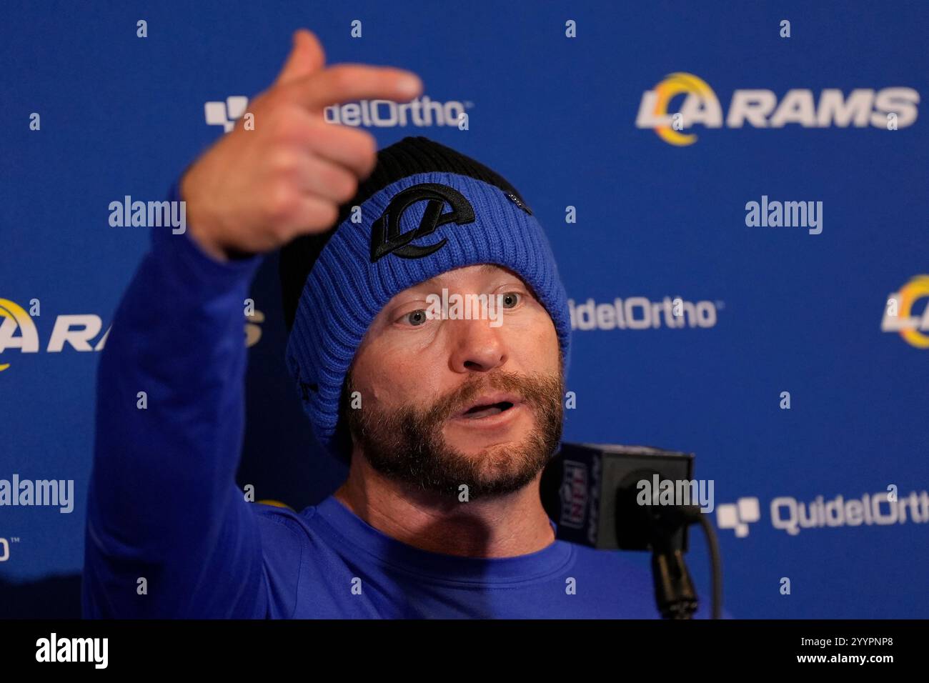 Los Angeles Rams head coach Sean McVay speaks at a news conference ...