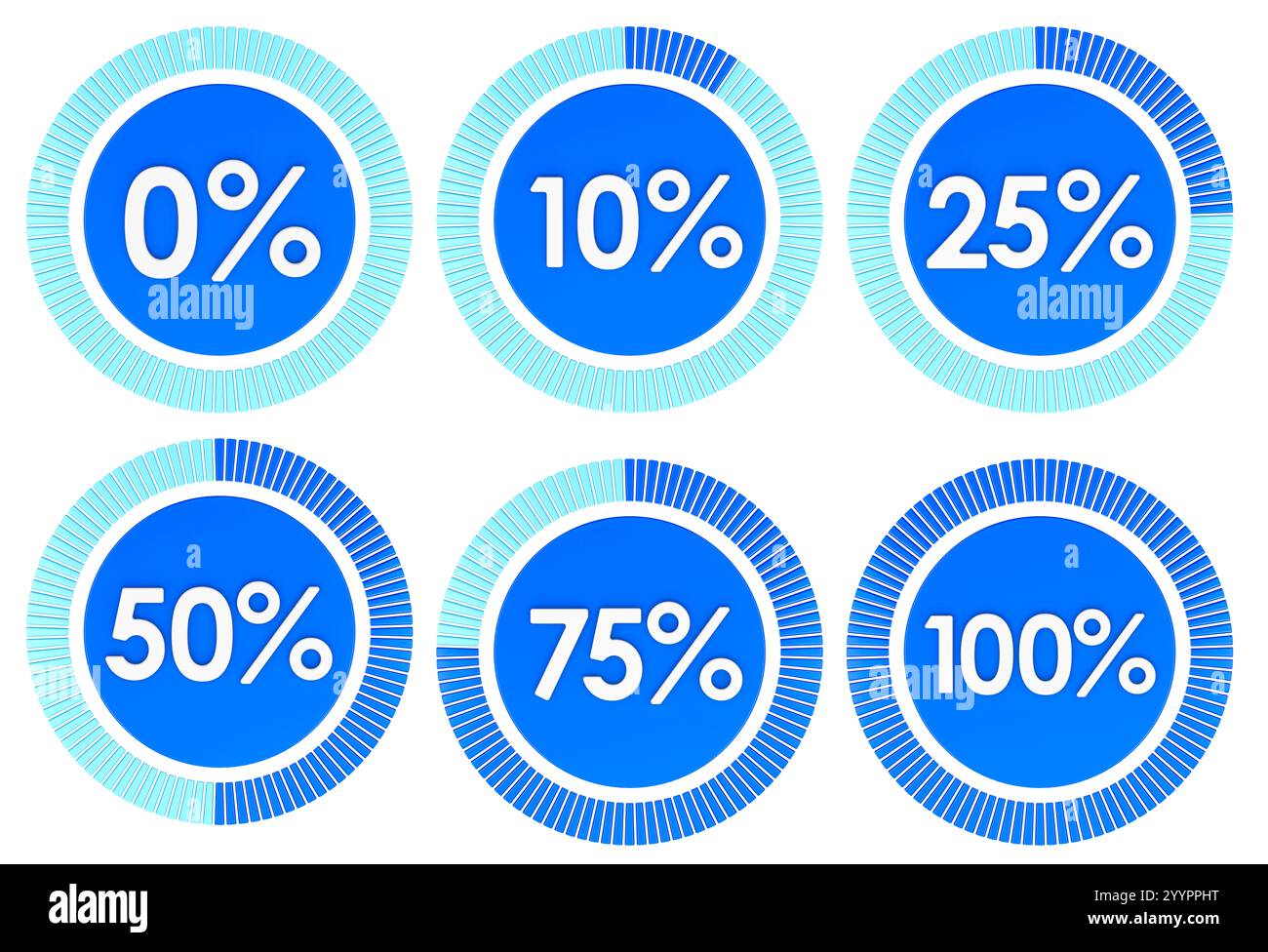 Set of Circle Loading indicators. Progress bar. Percentage circle ...