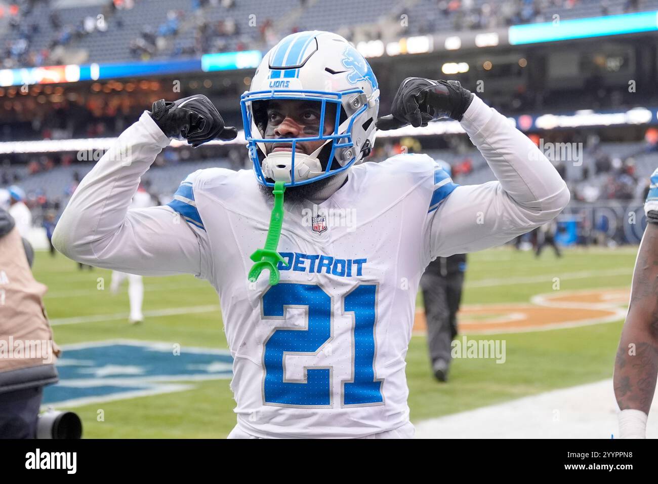 Detroit Lions cornerback Amik Robertson celebrates the team's 34-17 win ...