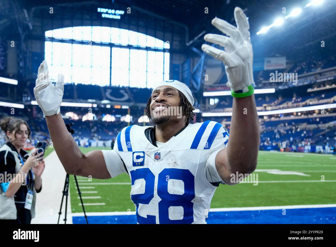 Indianapolis Colts running back Jonathan Taylor (28) celebrates the ...