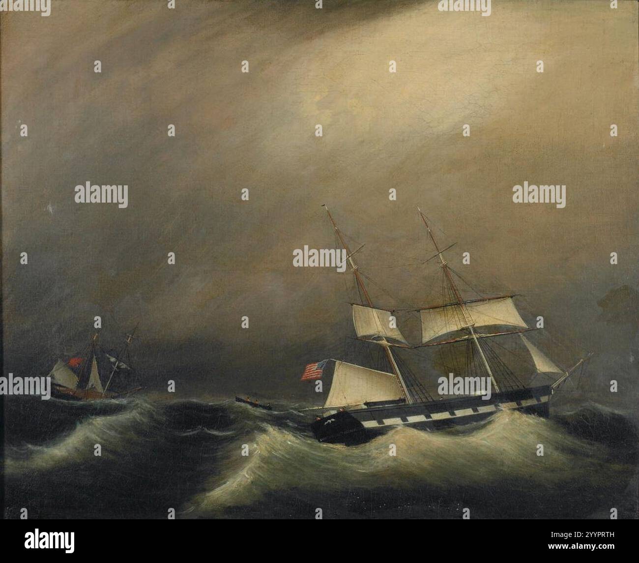 Clement Drew - The Brig Sarah Abigail of Boston in stormy Seas Stock ...