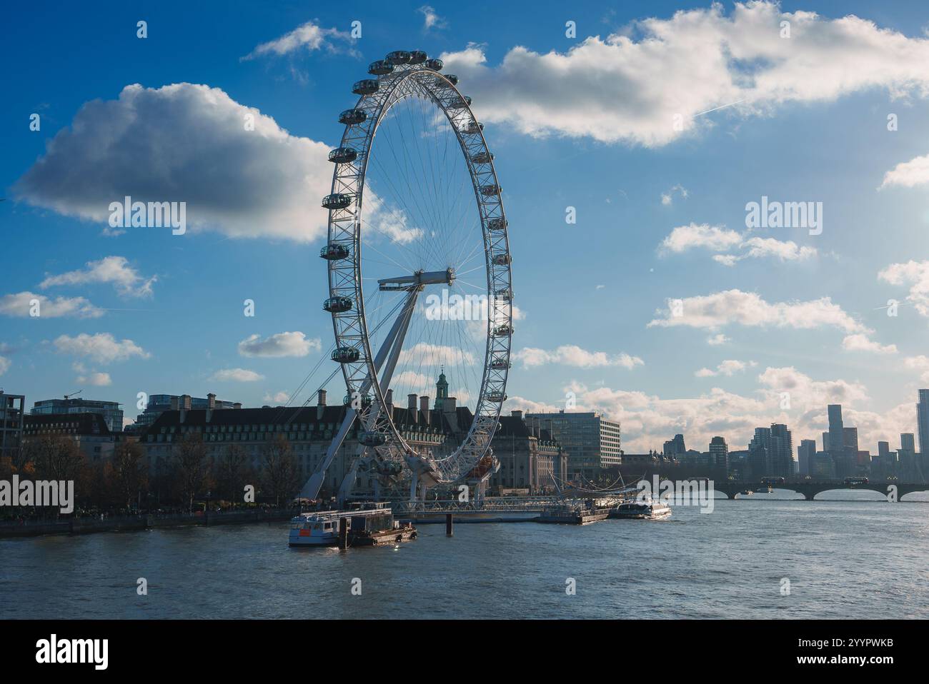 London Eye and City Skyline with River Thames on a Clear Day Stock ...