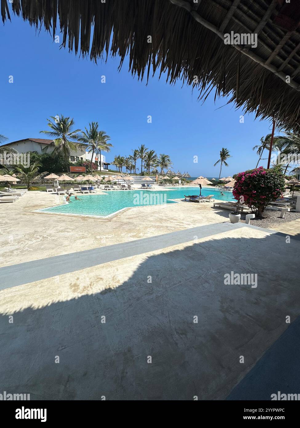 Holiday resort poolside view Stock Photo - Alamy