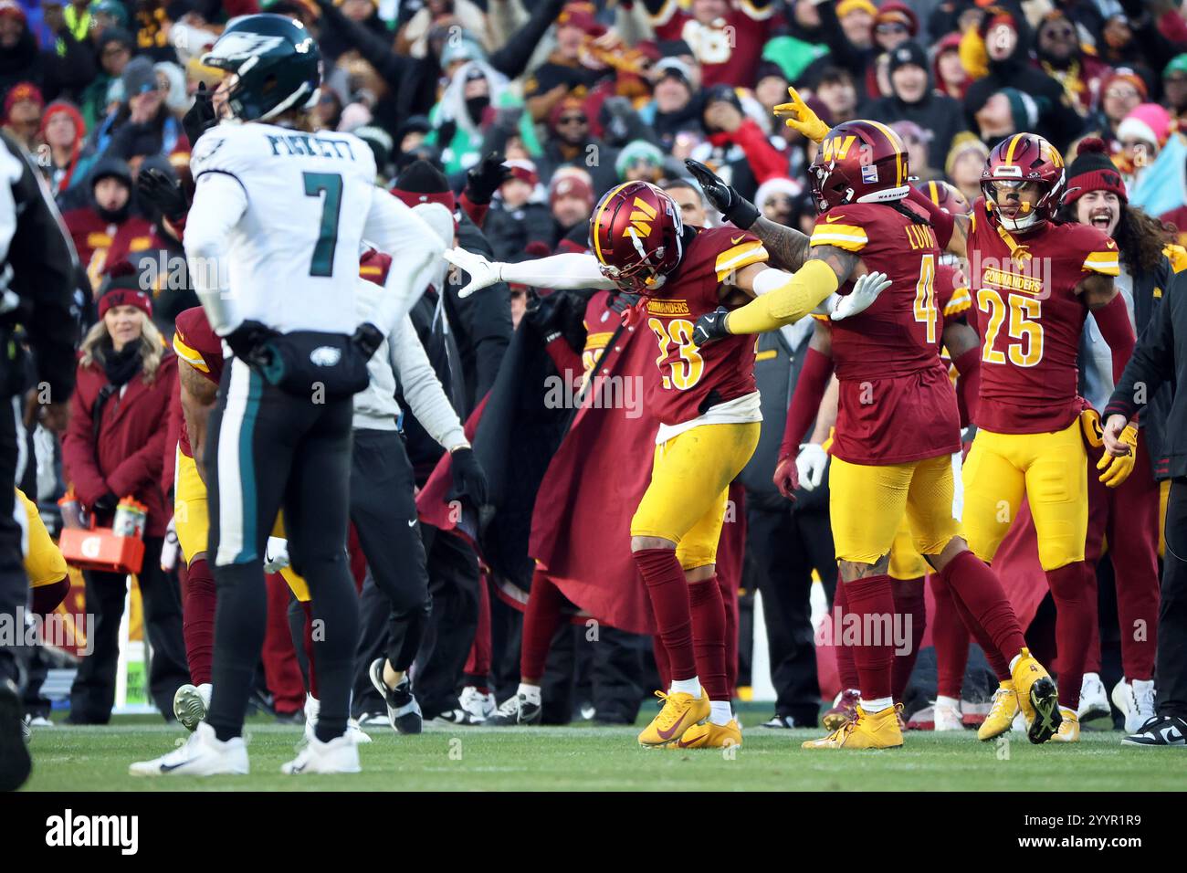Washington Commanders cornerback Marshon Lattimore (23) celebrates ...