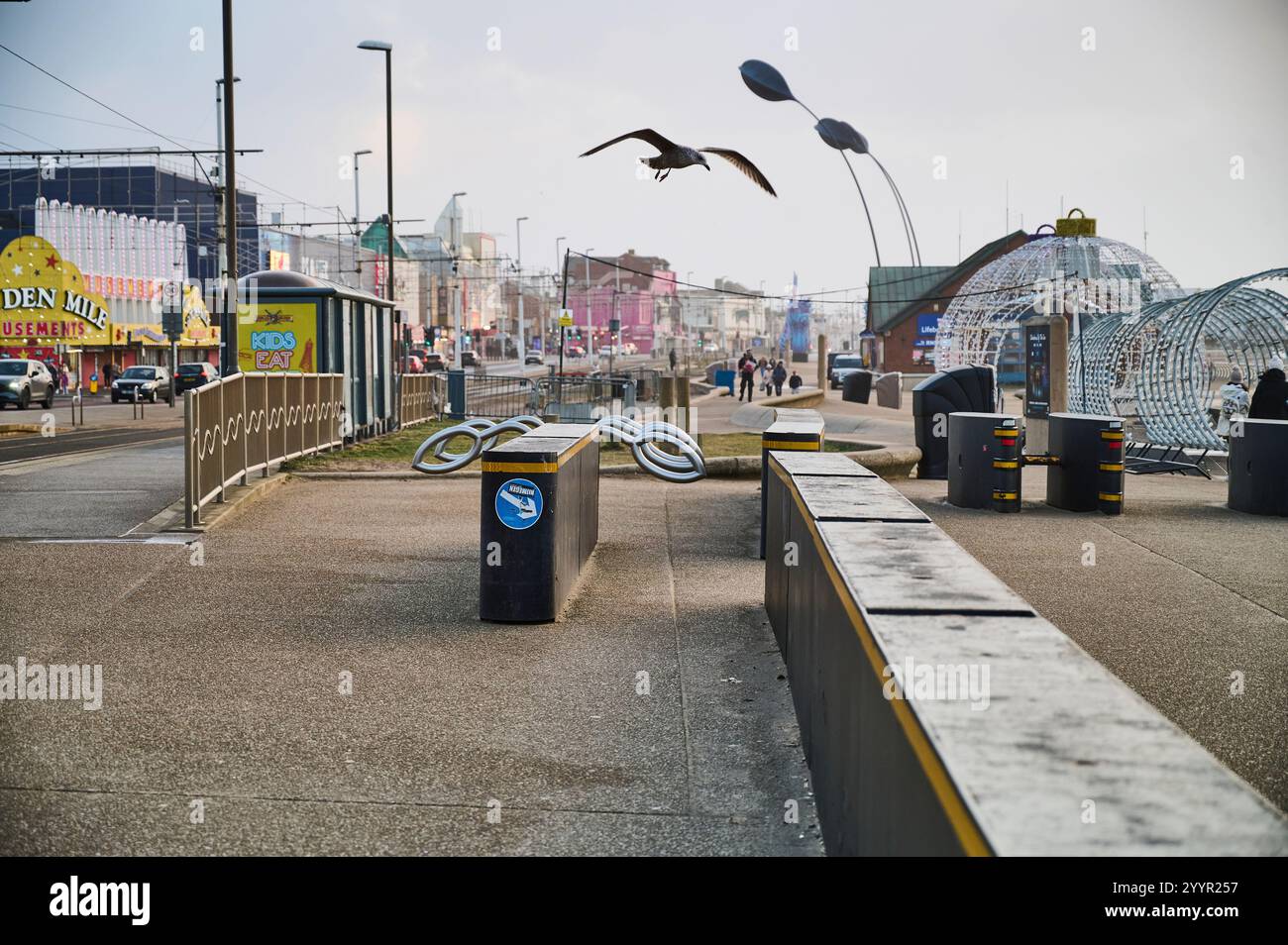 Barriers around Blackpool Christmas market and funfair on the promenade ...