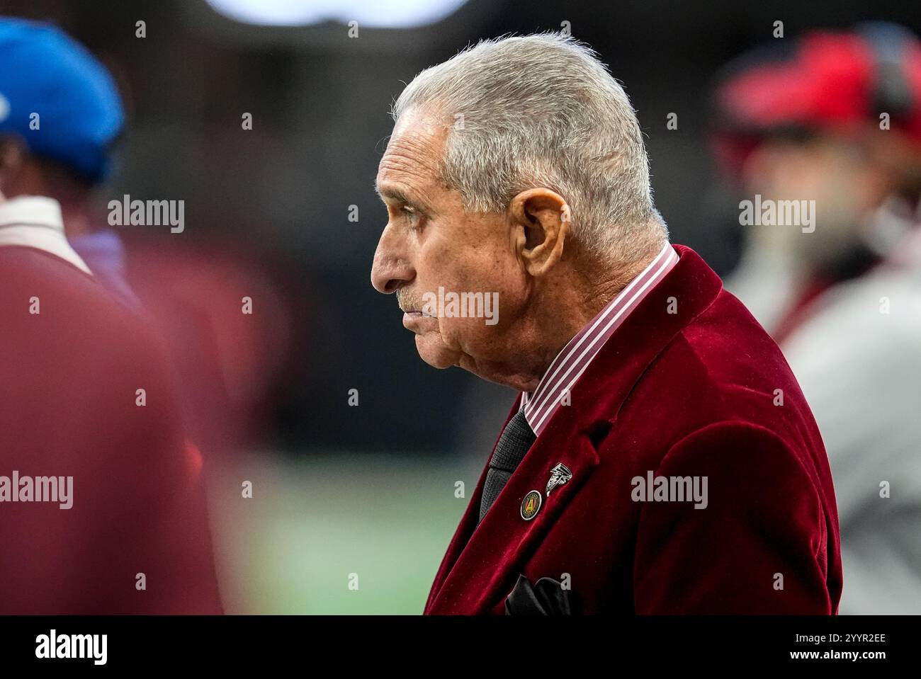 Atlanta Falcons owner Arthur Blank walks the field after an NFL ...