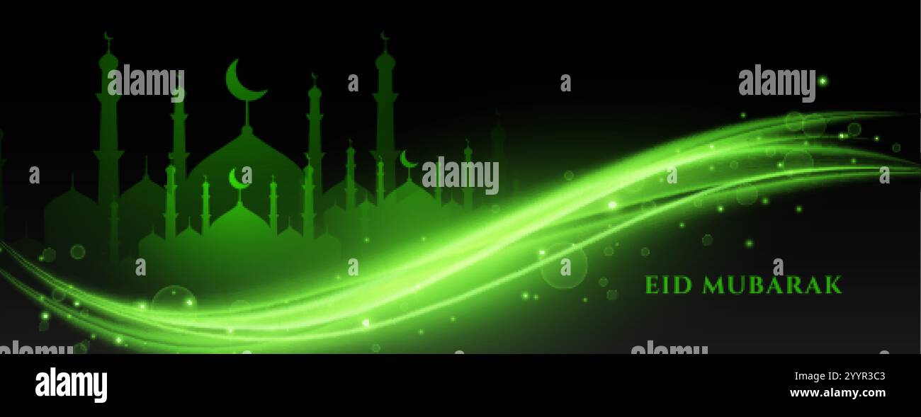 green eid mubarak lights banner design Stock Vector Image & Art - Alamy