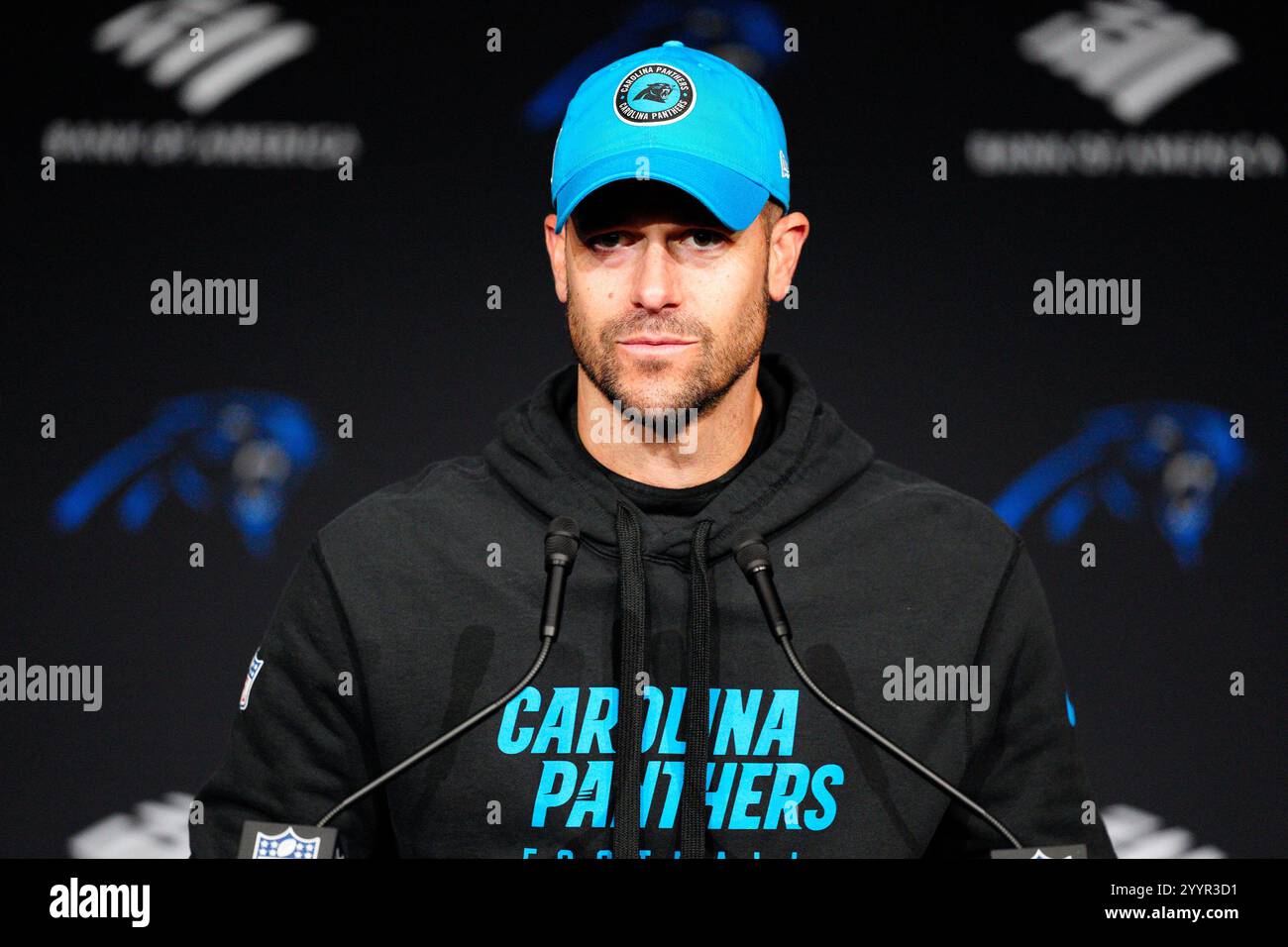 Carolina Panthers head coach Dave Canales speaks during a news ...