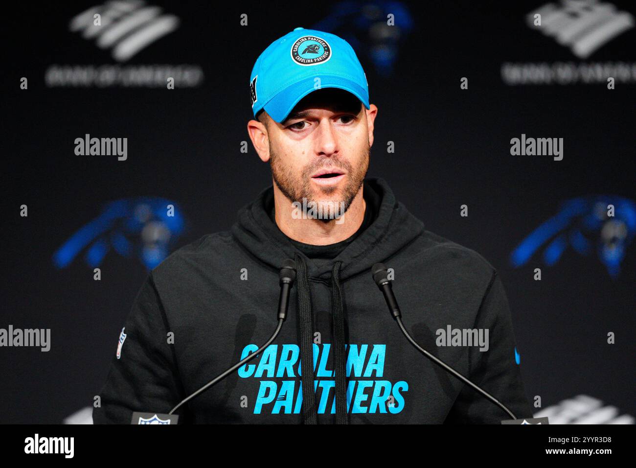 Carolina Panthers head coach Dave Canales speaks during a news ...