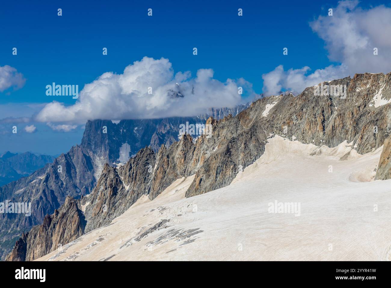 High altitude mountain landscape in the Alps. View from the observation ...