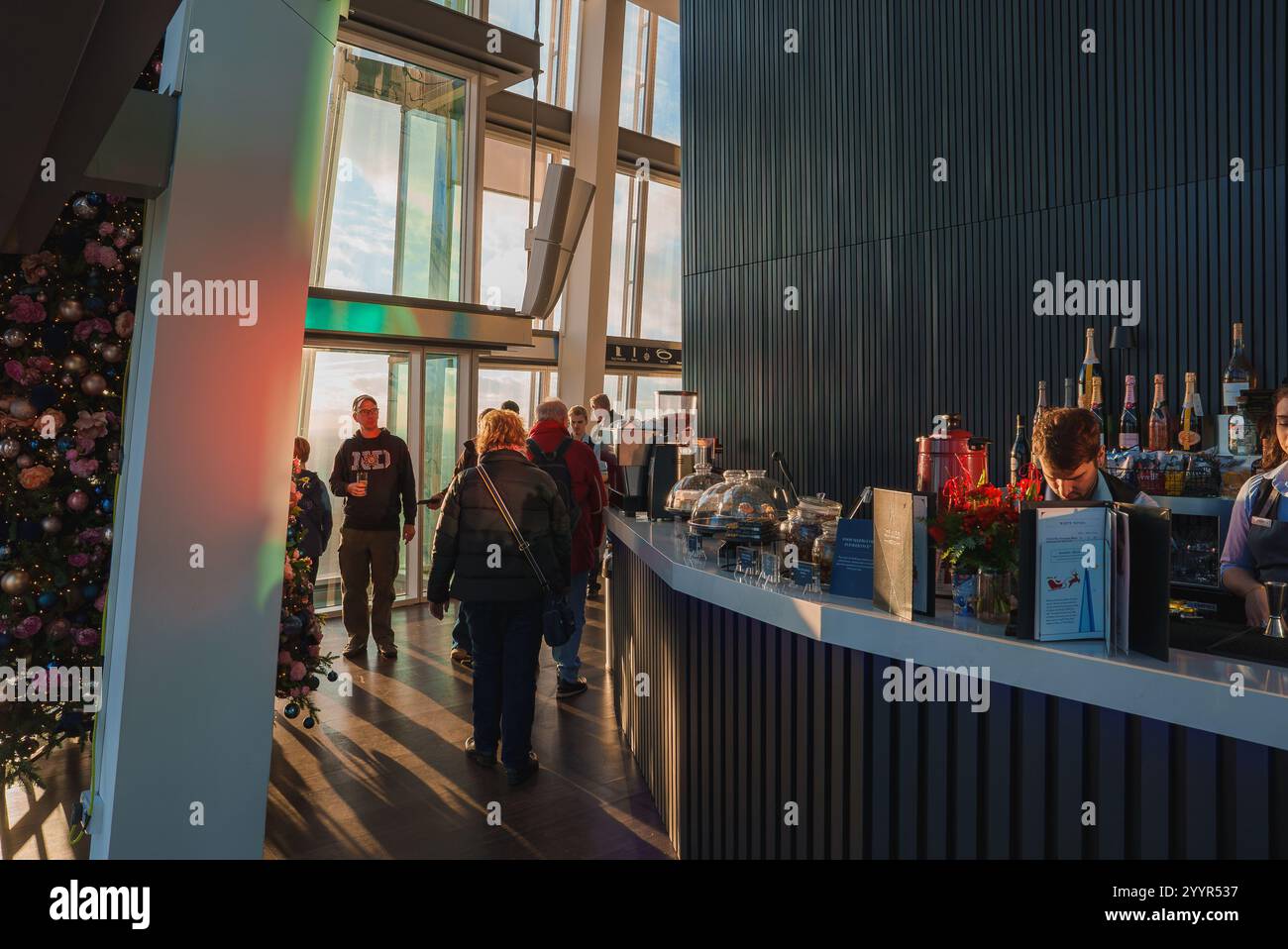 Festive Interior of The Shard in London with Christmas Decorations ...