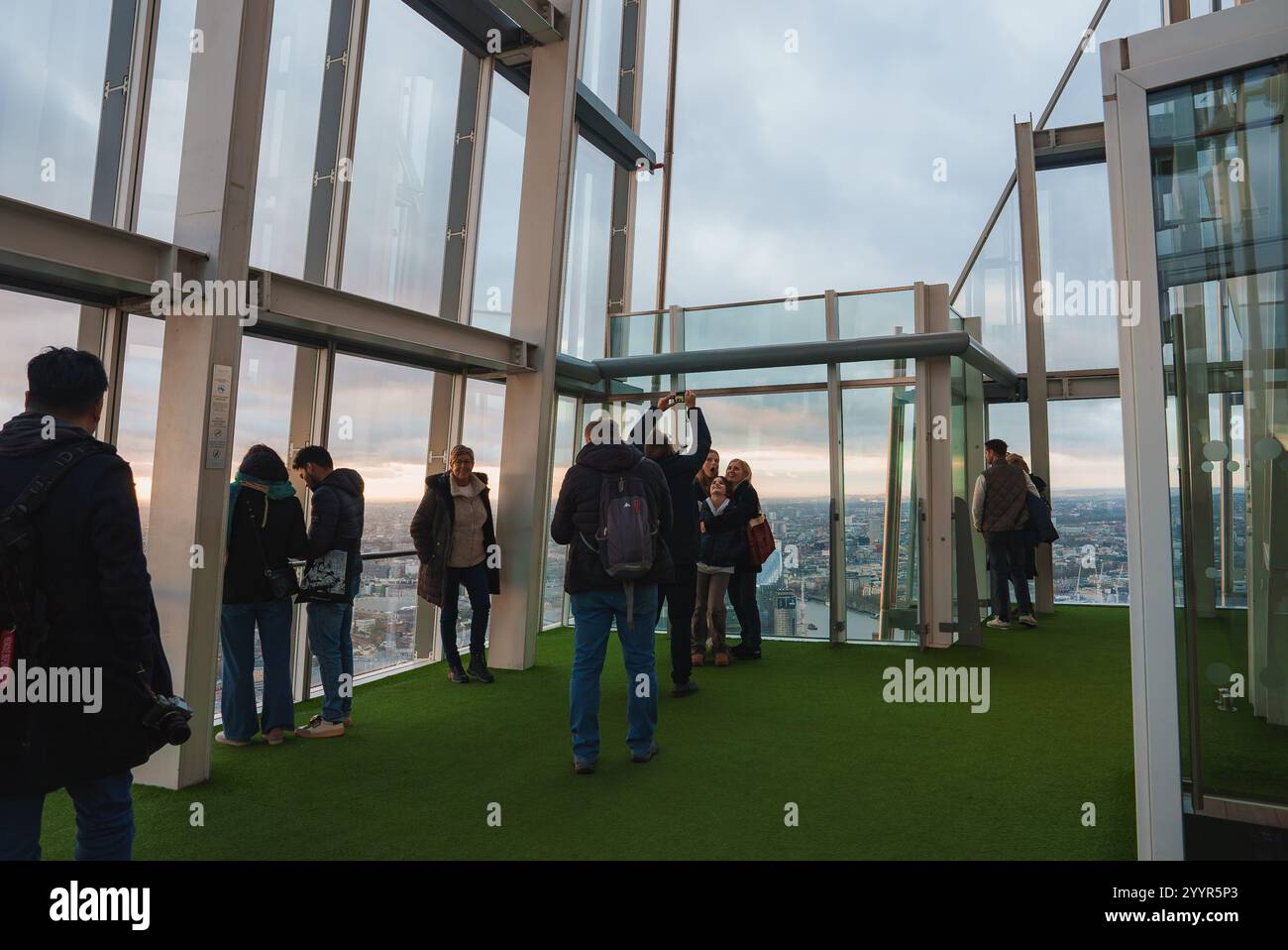Visitors on Observation Deck at The Shard in London During Winter Stock ...