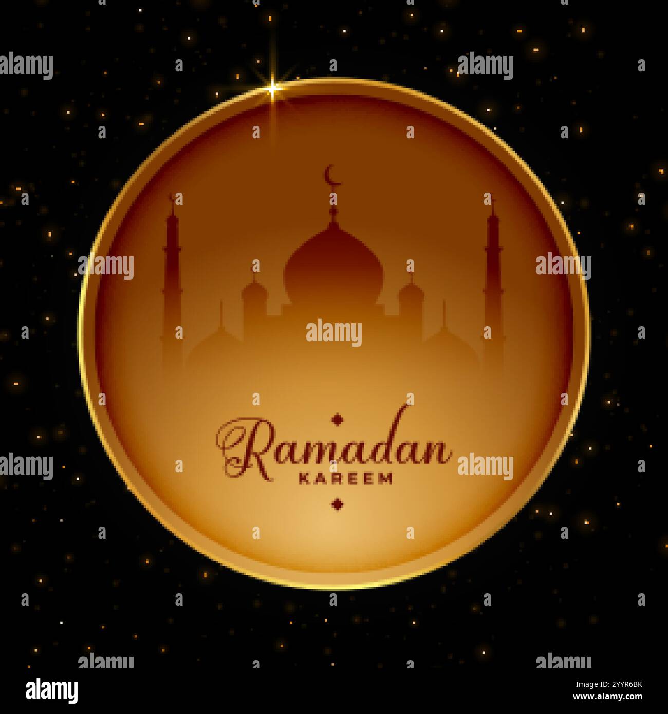 ramadan card design in golden circle frame style Stock Vector Image ...
