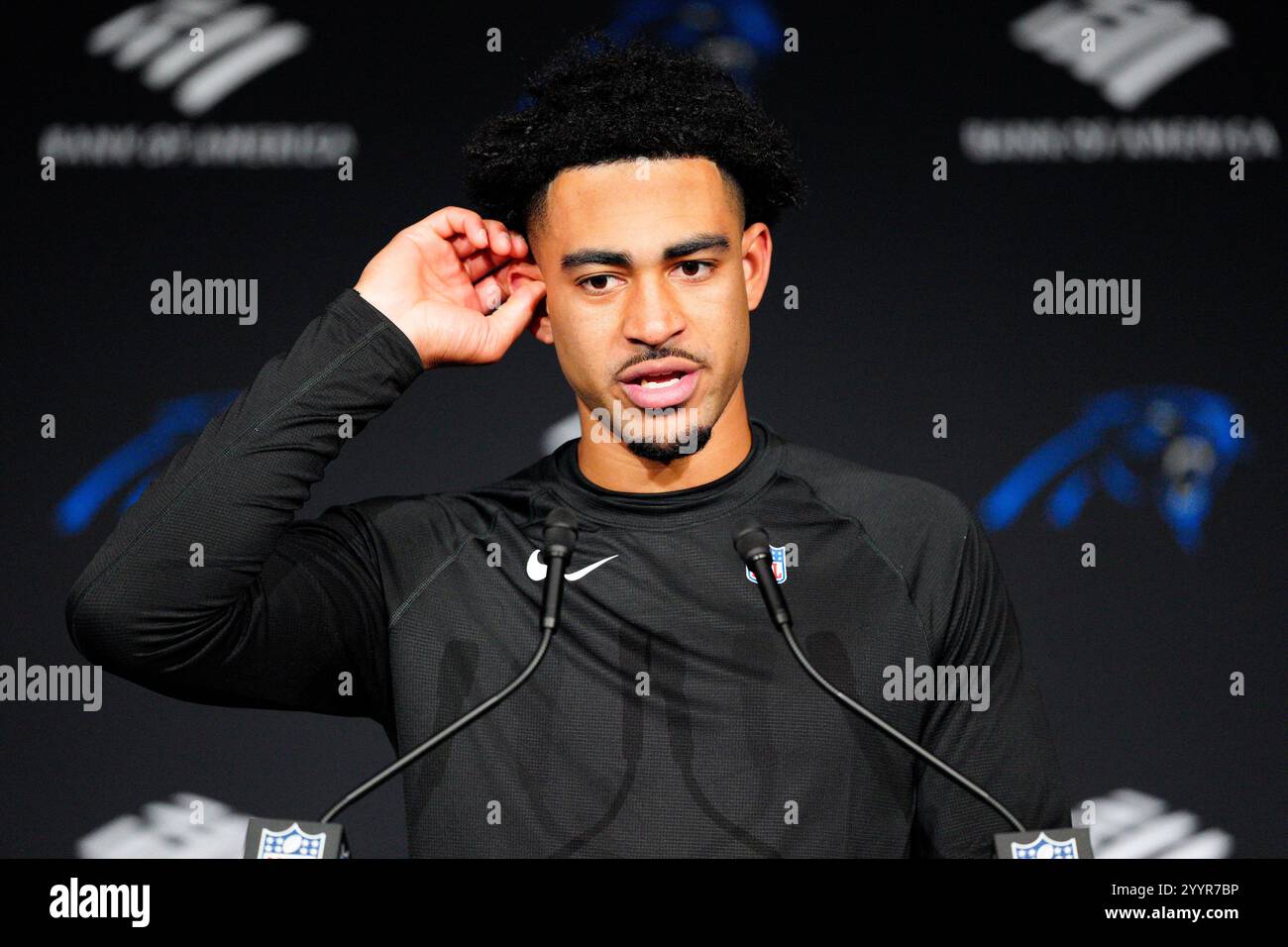 Carolina Panthers quarterback Bryce Young speaks during a news ... Carolina Panthers quarterback Bryce Young speaks during a news ...