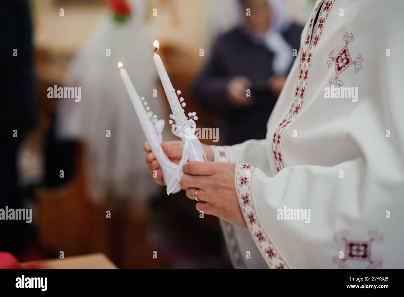 Candle Lighting Ceremony in Traditional Religious Attire Stock Photo ...