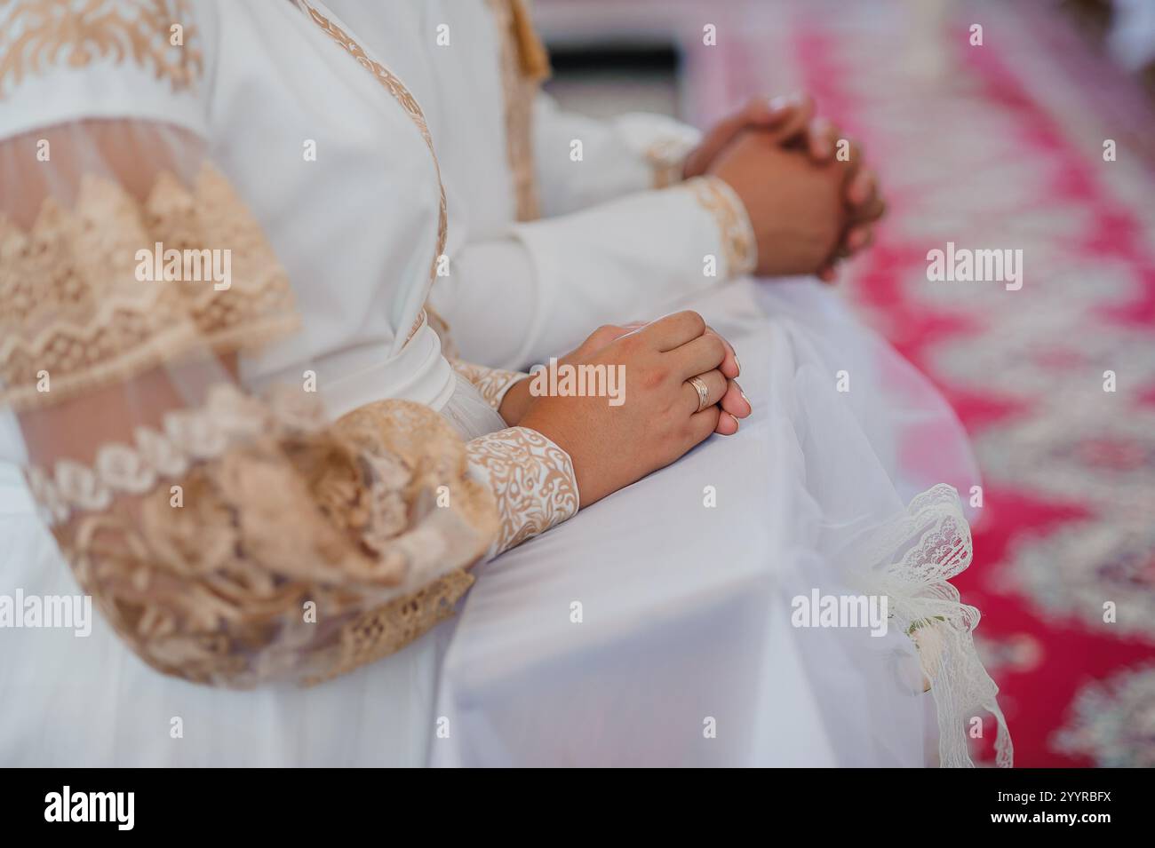 Elegant Bridal Ceremony with Hands Joined in Prayer and Exquisite ...