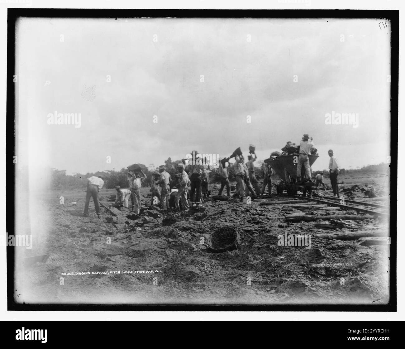 Digging asphalt, Pitch Lake, Trinidad, W.I., by Detroit Publishing ...