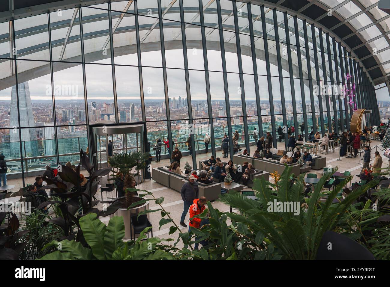 Interior View of Sky Garden with The Shard in London Skyline Stock ...