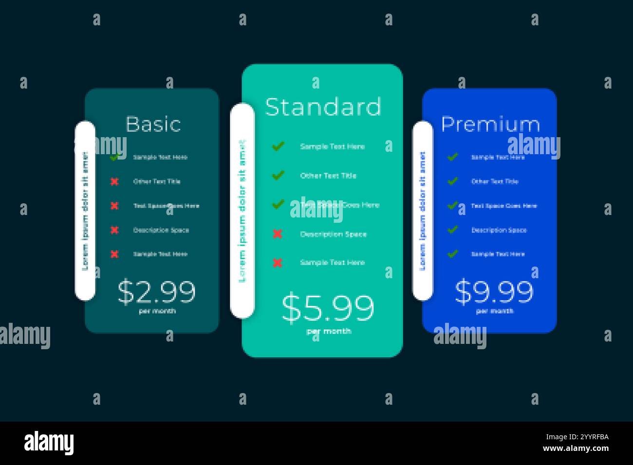 web comparison boxes of plans and pricing Stock Vector Image & Art - Alamy