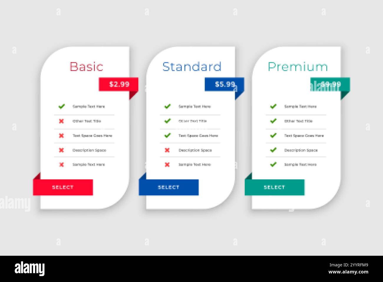 web pricing comparison boxes table template Stock Vector Image & Art ...