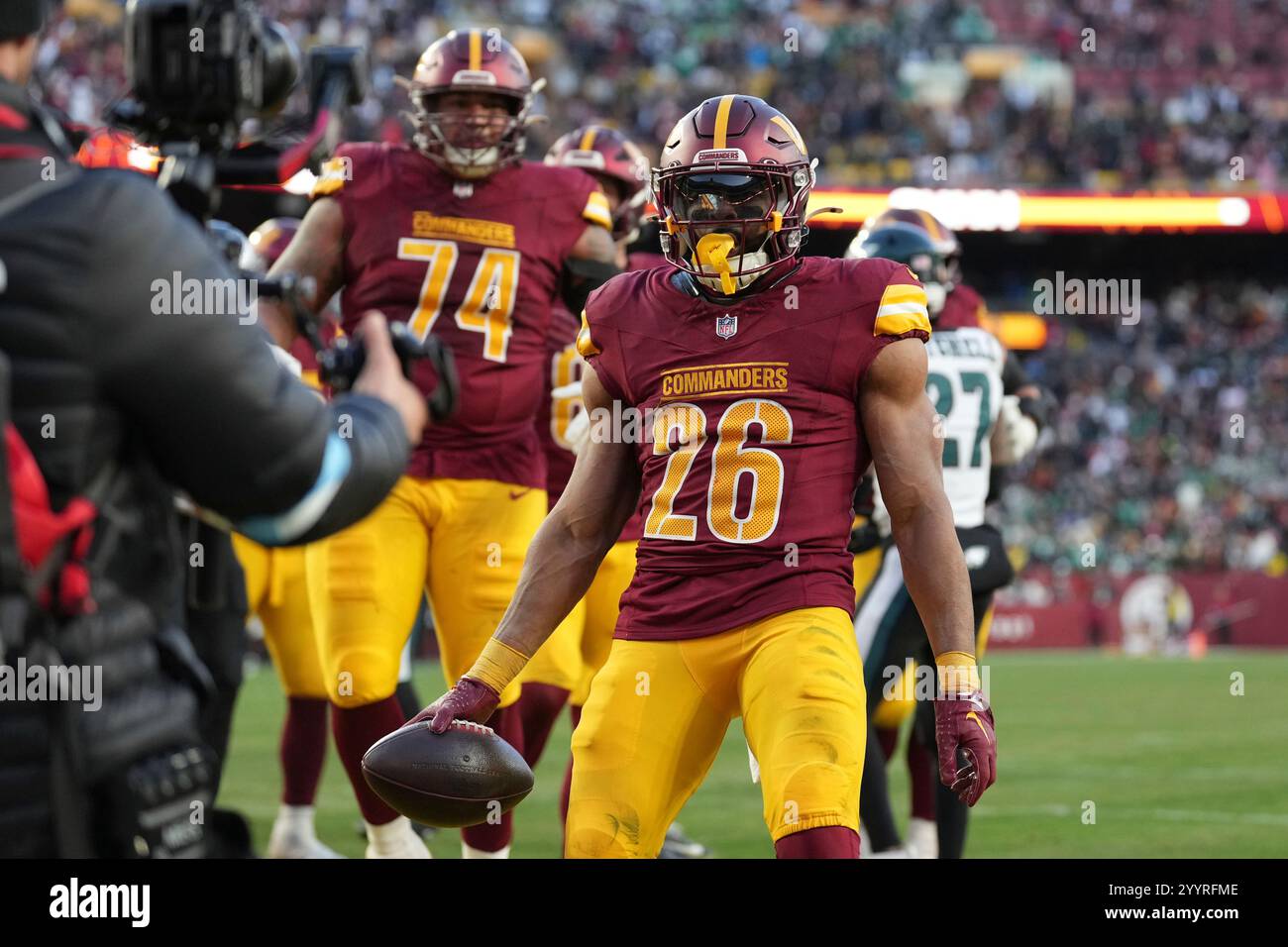 Washington Commanders running back Jeremy McNichols (26) celebrates ...