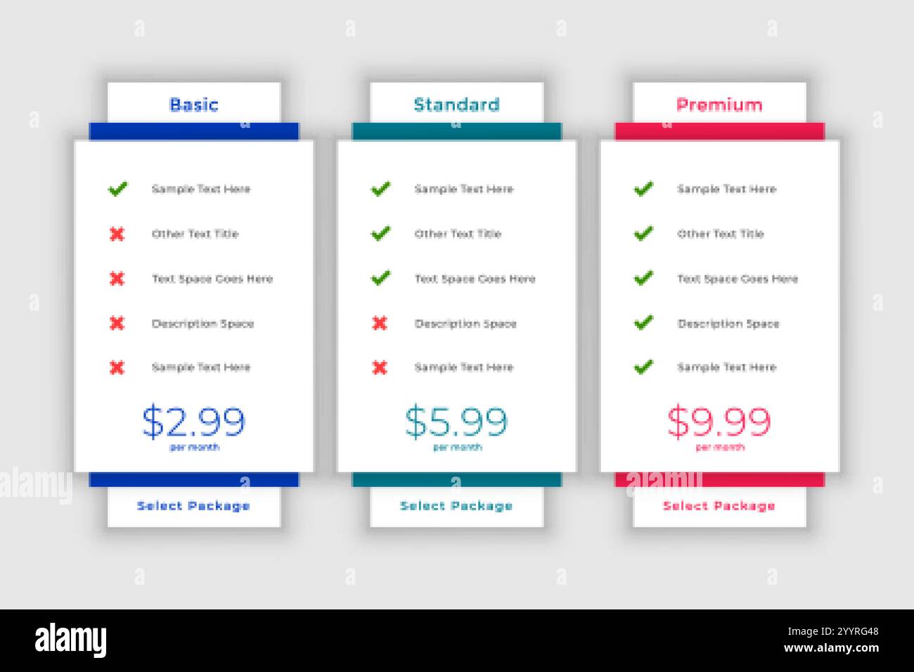 web modern pricing comparison table template Stock Vector Image & Art ...