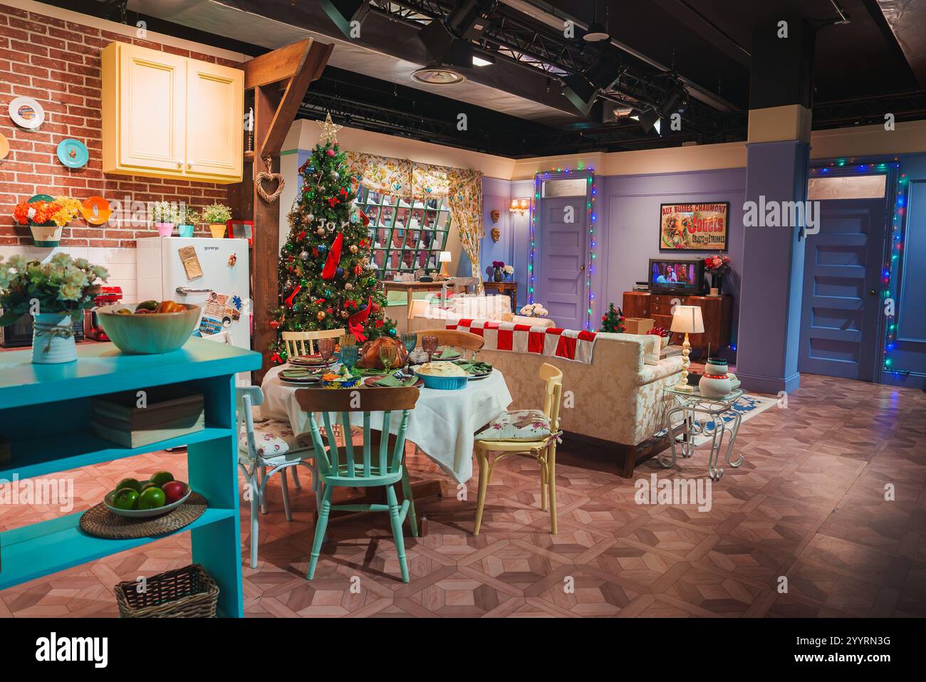 Monica's Apartment Replica Decorated for Christmas in London Stock ...
