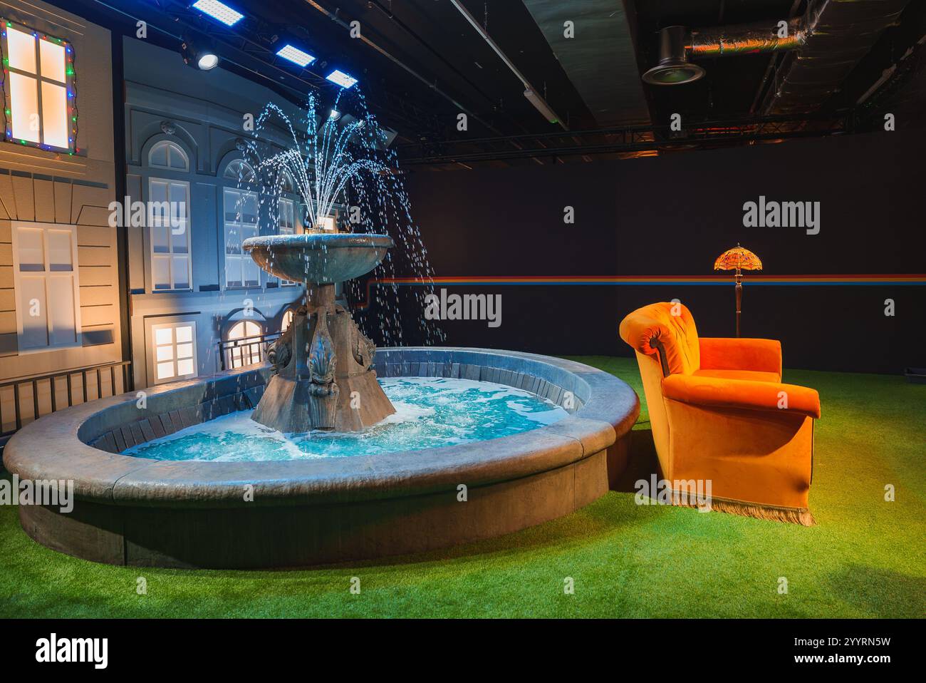 Replica of Friends Fountain with Central Perk Armchair in London Stock ...