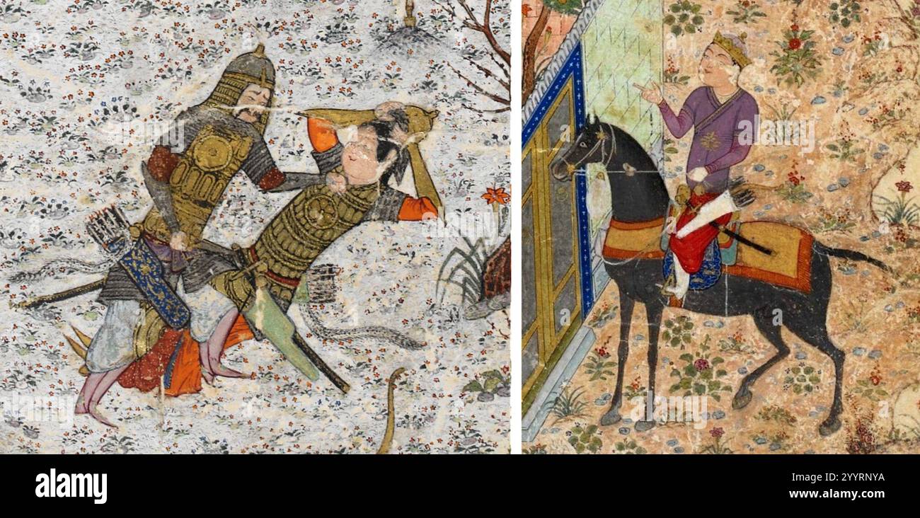 Divan of Khvaju Kirmani, illustrations by Junaid (1396, detail Stock ...