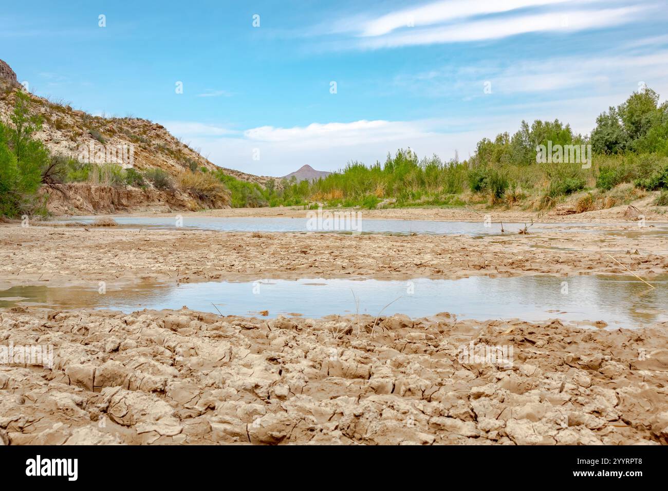 Blue ponds and mud in the desert at Big Bend National Park Texas. Photo ...