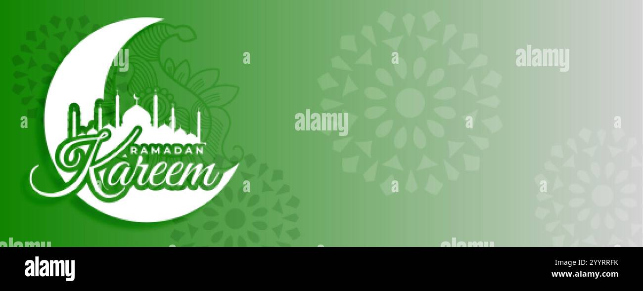 ramadan kareem green decorative banner with text space Stock Vector ...