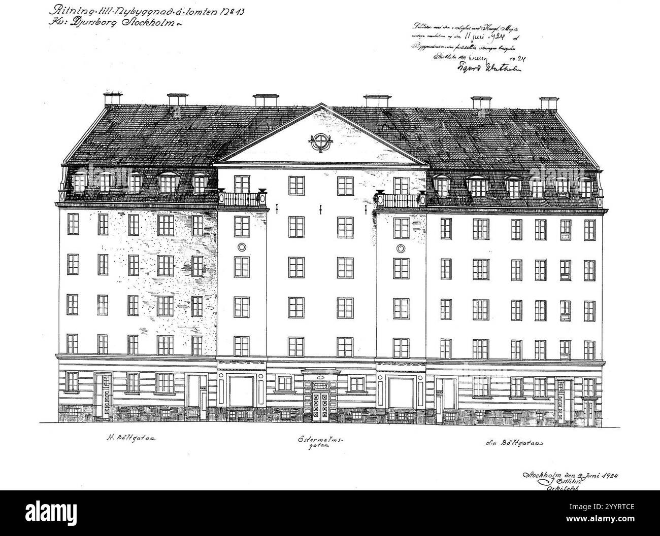 Djursborg 13, ritning, fasad, 1924 Stock Photo - Alamy