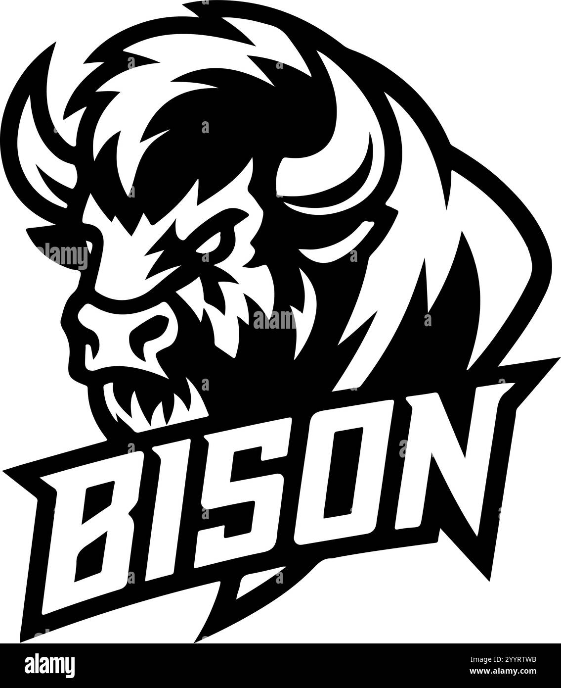 Illustration of wild bison. Design element for logo, label, sign ...