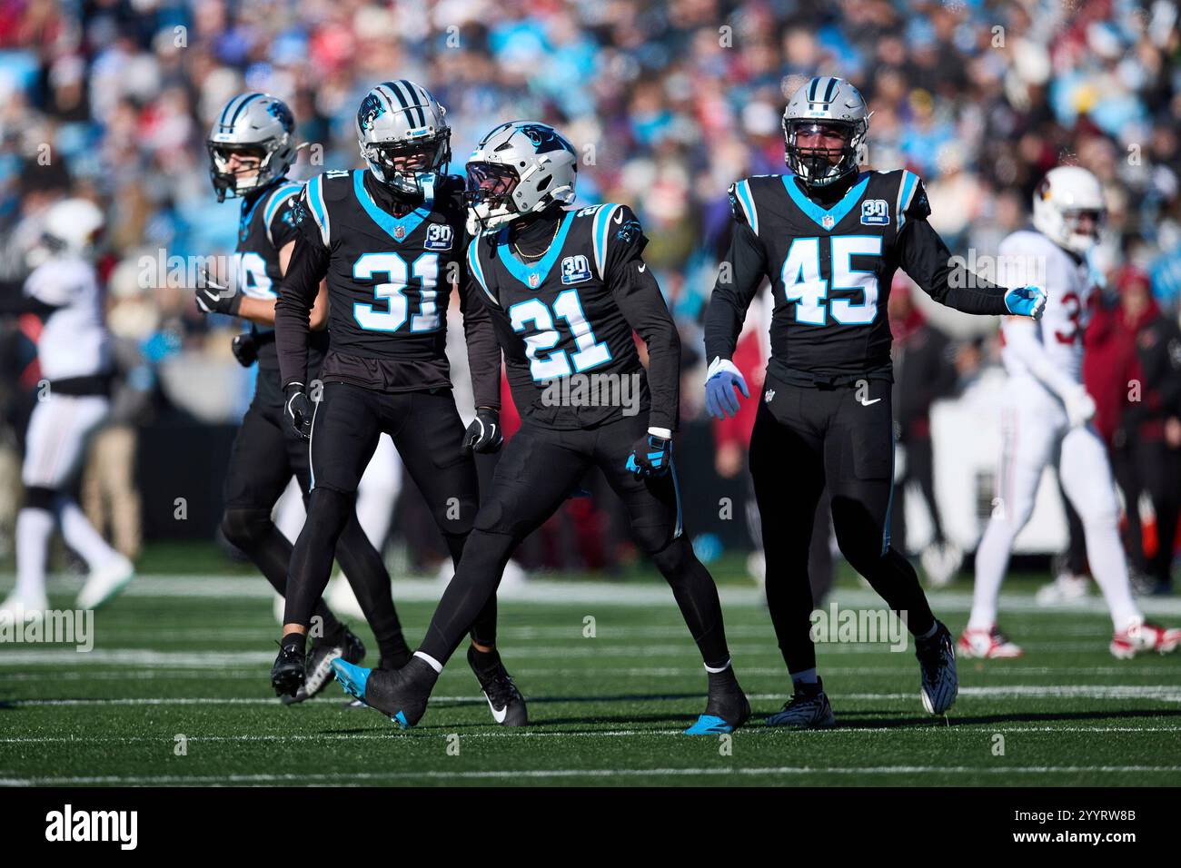 Carolina Panthers safety Nick Scott (21) celebrates after making a play ...