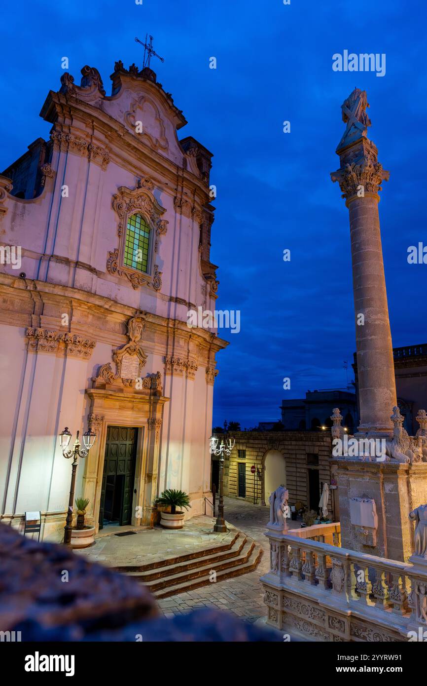 Square "Piazza Giuseppe Villani" by night and the Baroque Church of St ...