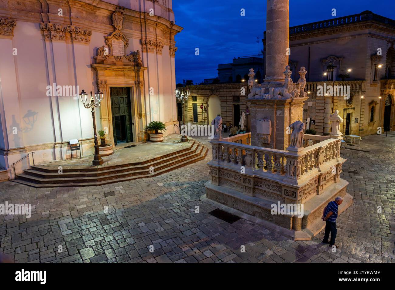 Square "Piazza Giuseppe Villani" by night and the Baroque Church of St ...