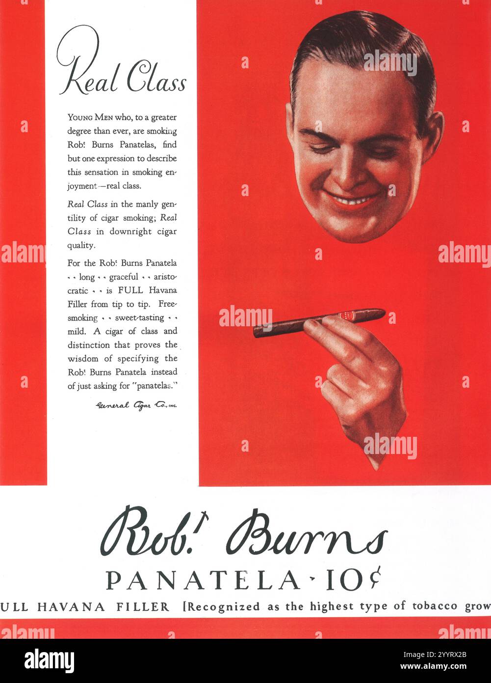 1927 Robert Burns Panatela Cigars Ad Stock Photo - Alamy
