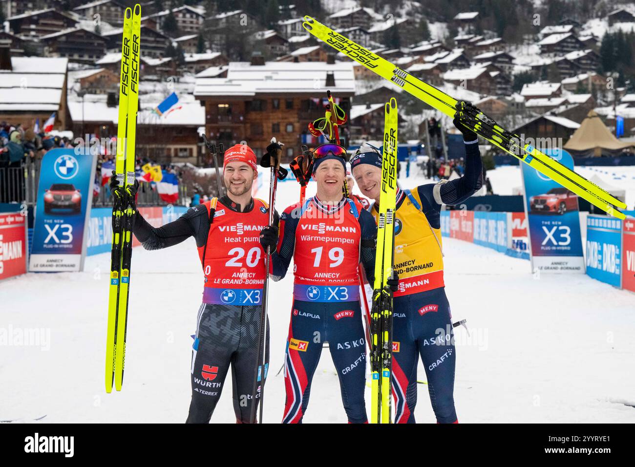 Le Grand Bornand, France. 22nd Dec, 2024. BOE Tarjei and RIETHMUELLER Danilo and BOE Johannes ...