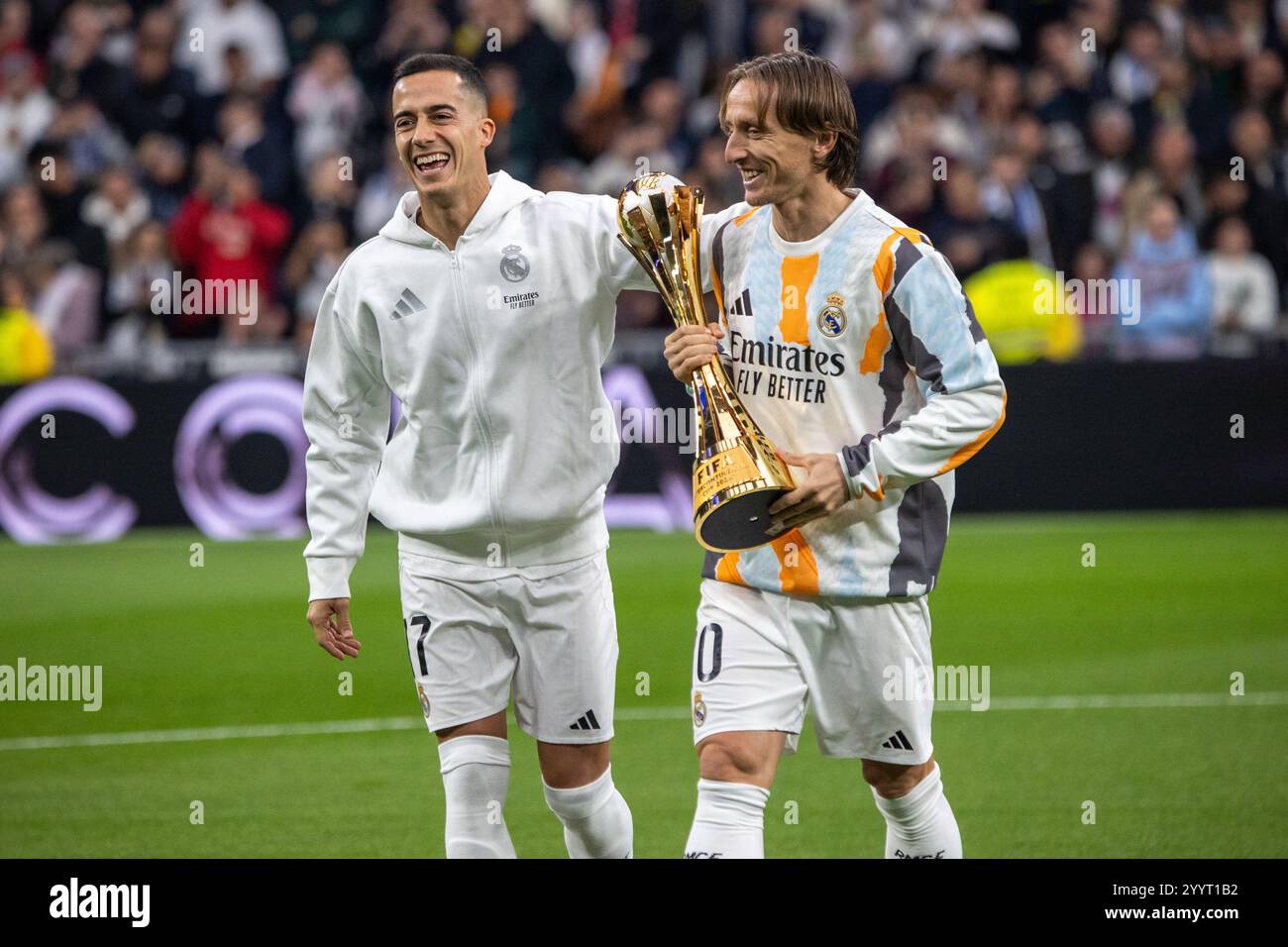 Madrid, Spain. 22nd Dec, 2024. Lucas Vazquez (L) and Luca Modric, Real ...