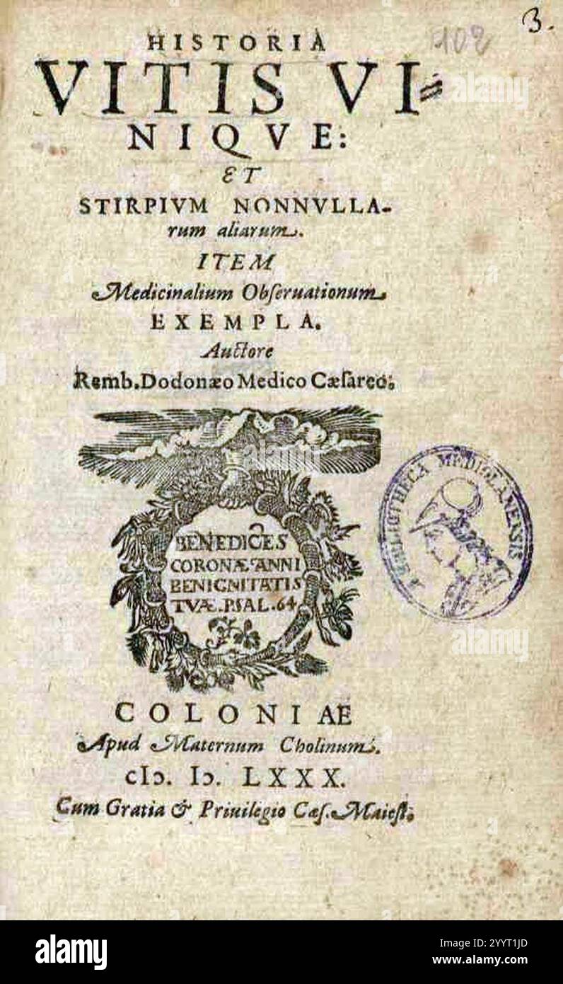 Dodoens, Rembert – Historia vitis vinique et stirpium nonnullarum ...