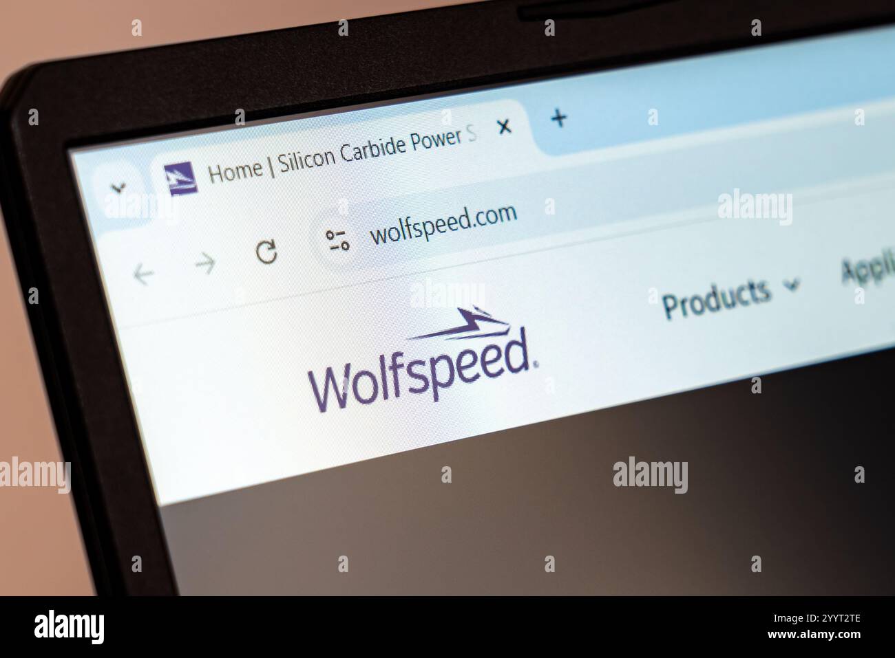 New York, USA - December 21, 2024: Wolfspeed website homepage displayed on laptop screen with ...